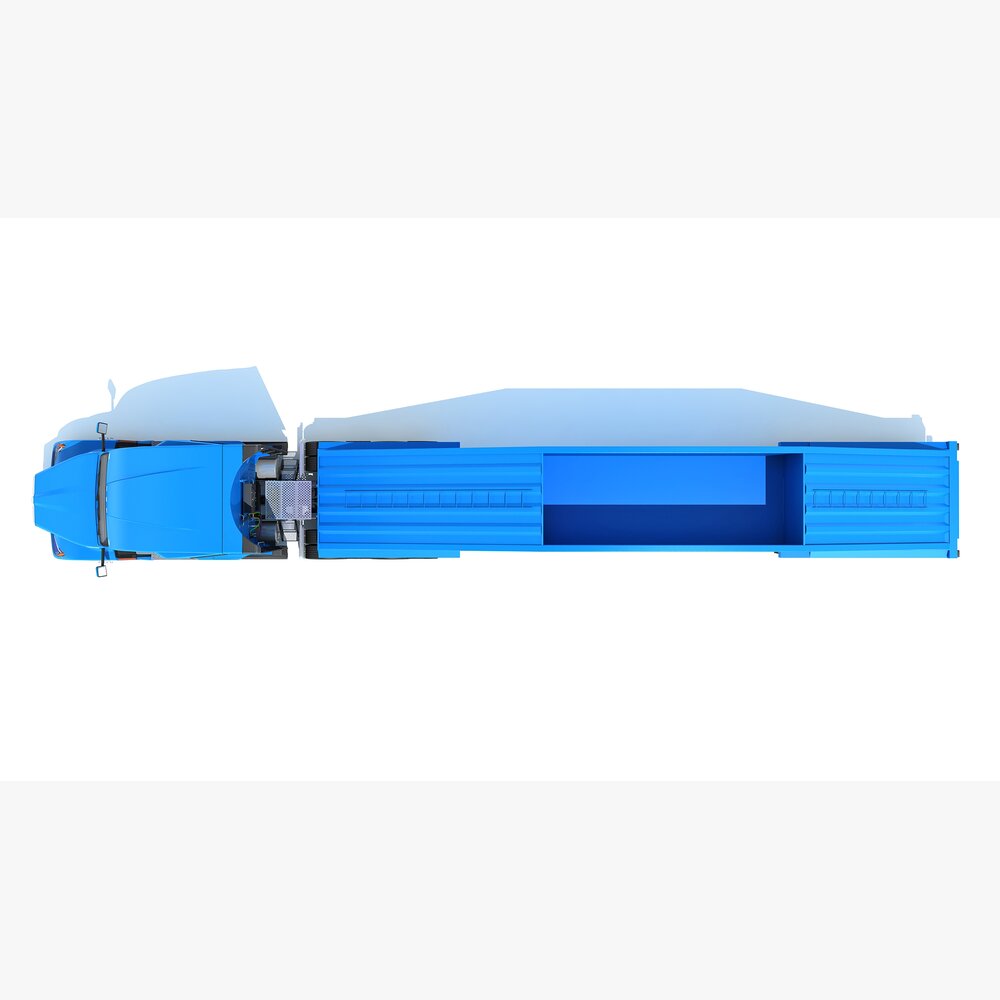 Blue Construction Truck With Bottom Dump Trailer 3D model - Download ...