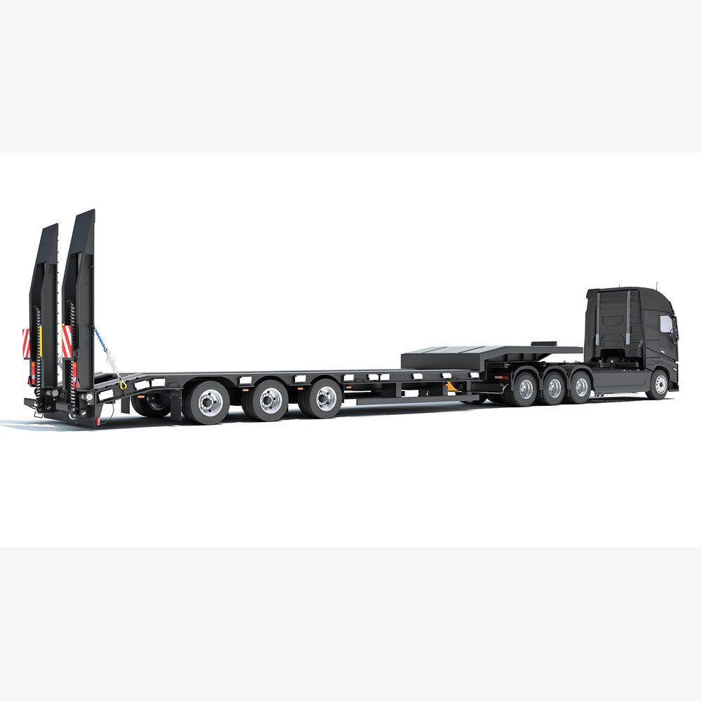 Four Axle Truck With Platform Trailer 3D model - Download Truck on ...