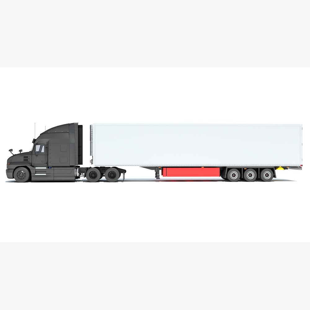 Gray Semi-Truck With Temperature-Controlled Trailer 3D model - Download ...