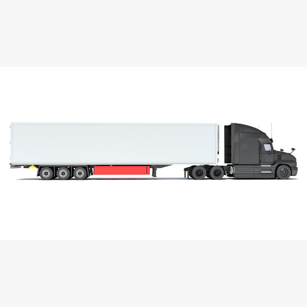 Gray Semi-Truck With Temperature-Controlled Trailer 3D model - Download ...