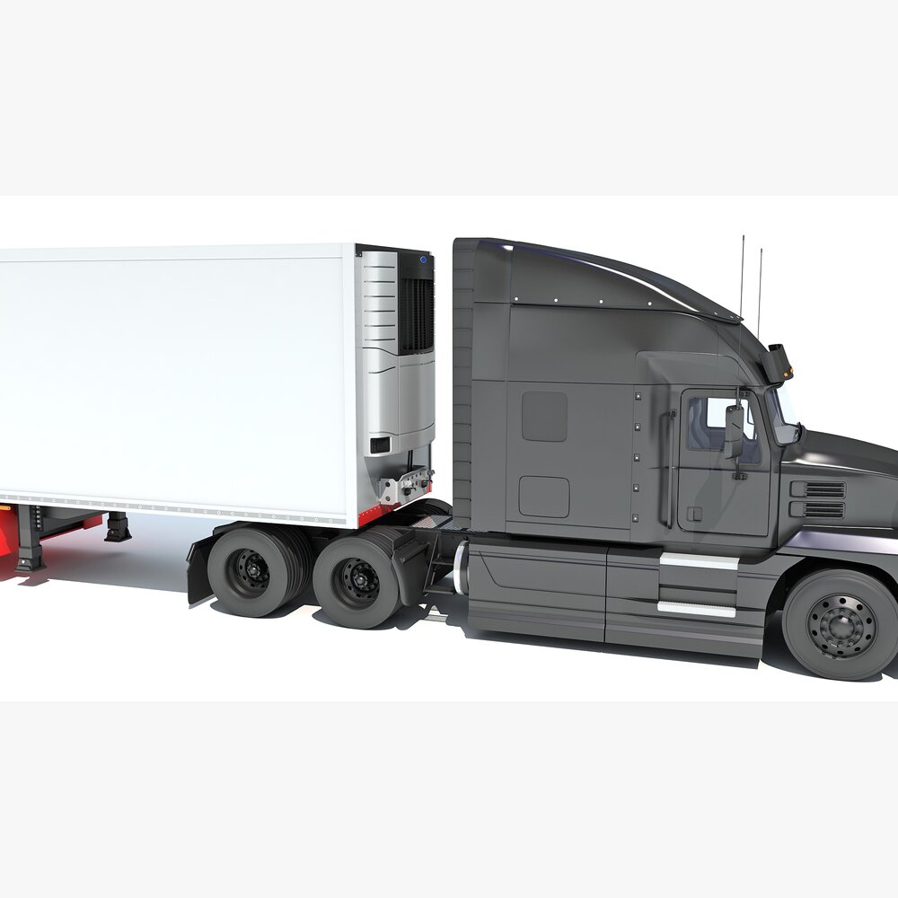Gray Semi-Truck With Temperature-Controlled Trailer 3D model - Download ...