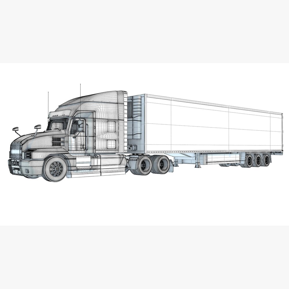 Gray Semi-Truck With Temperature-Controlled Trailer 3D model - Download ...