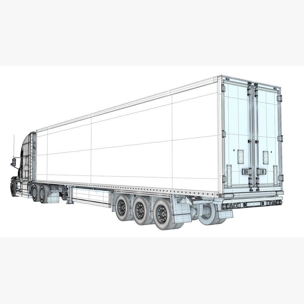 Gray Semi-Truck With Temperature-Controlled Trailer 3D model - Download ...