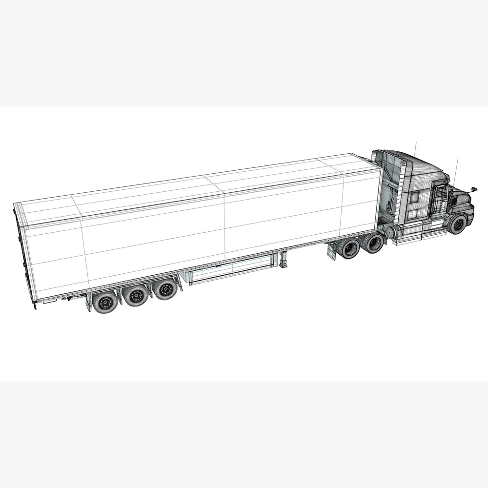 Gray Semi-Truck With Temperature-Controlled Trailer 3D model - Download ...