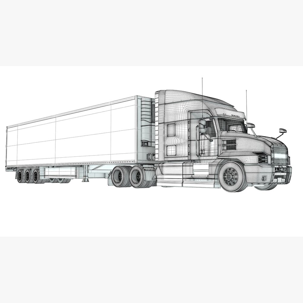Gray Semi-Truck With Temperature-Controlled Trailer 3D model - Download ...