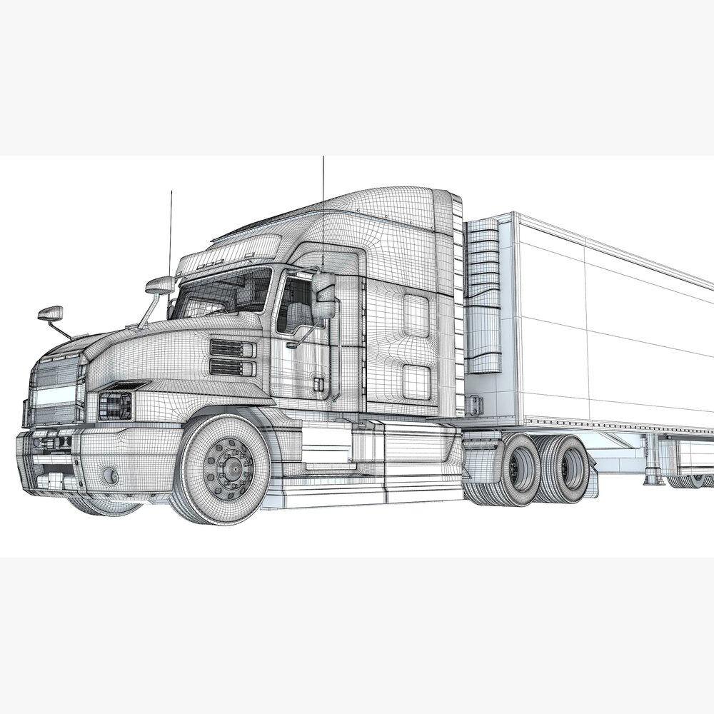 Gray Semi-Truck With Temperature-Controlled Trailer 3D model - Download ...