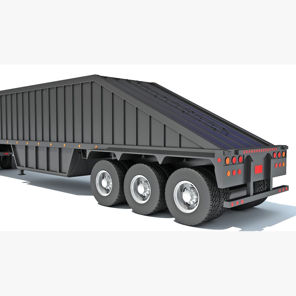 Heavy-Duty Transporter With Tri-Axle Bottom Dump Trailer 3D model ...