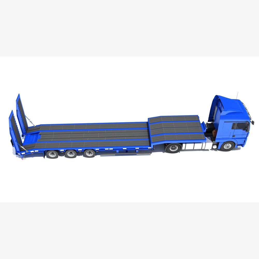 Heavy Truck With Semi Low Loader Trailer 3D model - Download Truck on ...