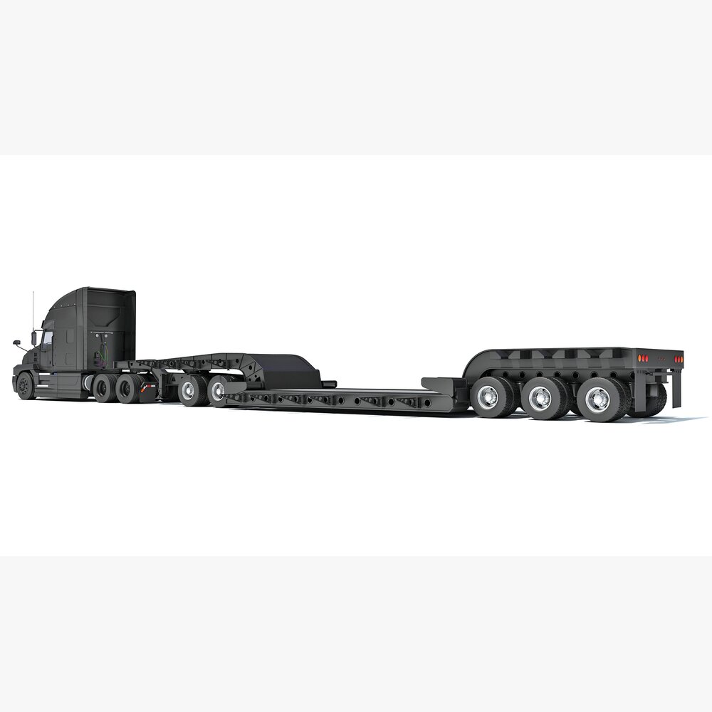 Truck Unit With Lowboy Trailer 3D model - Download Truck on 3DModels.org