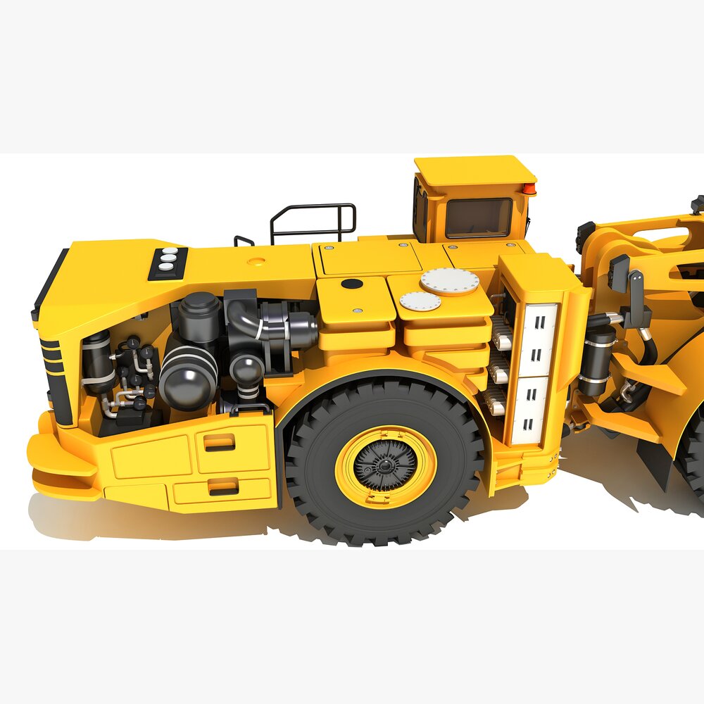 Underground Mining Loader with Wide Bucket and Articulated Steering 3D ...