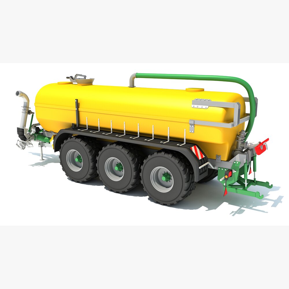Yellow Triple-Axle Agricultural Liquid Tank Trailer 3D model - Download ...