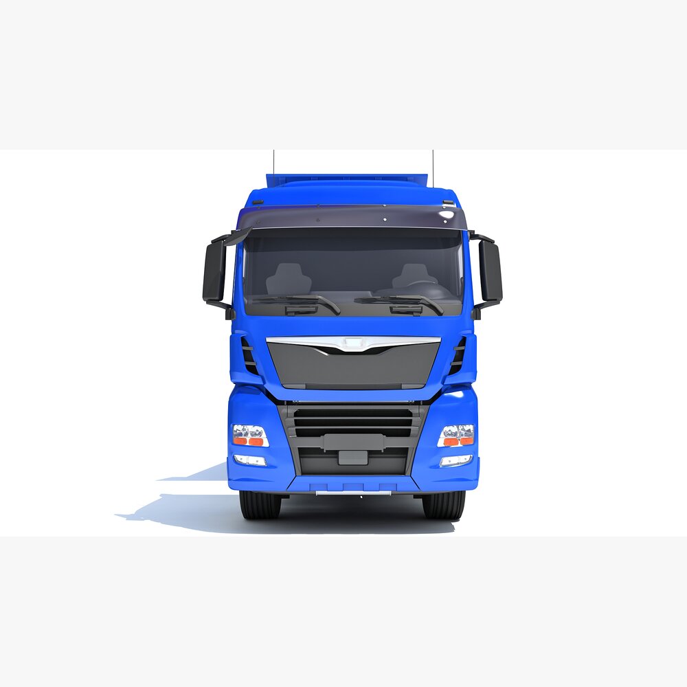Blue Truck With Tipper Trailer 3D模型 - 下载 货车 on 3DModels.org