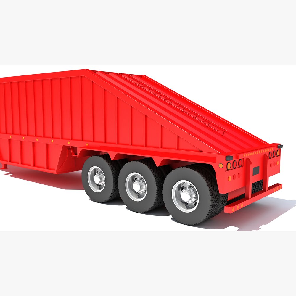 Classic Semi-Truck With Tri-Axle Bottom Dump Trailer 3D model ...