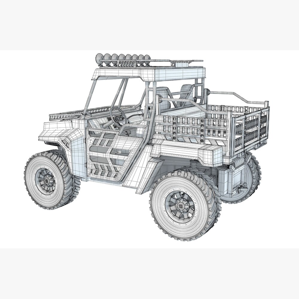 Off-Road Utility Vehicle With Cargo Space 3D model - Download ATV on ...