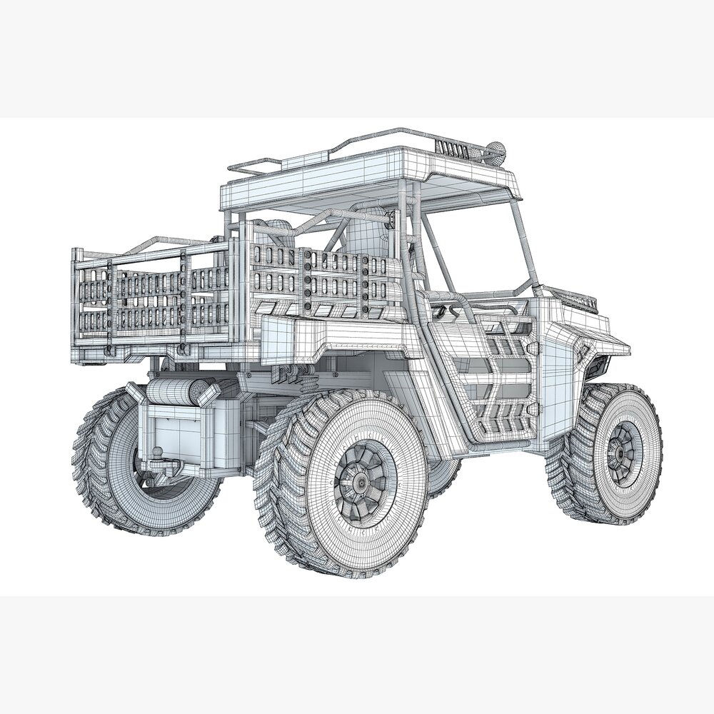 Off-Road Utility Vehicle With Cargo Space 3D model - Download ATV on ...