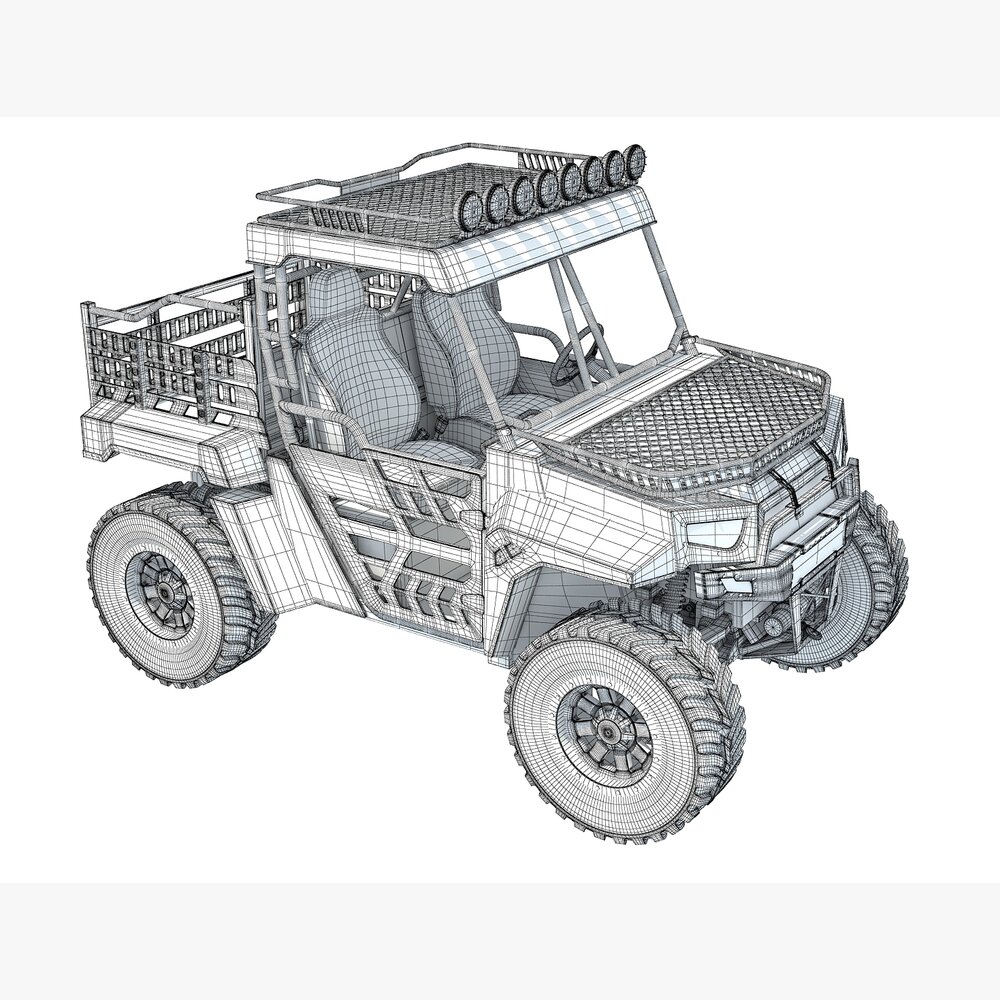 Off-Road Utility Vehicle With Cargo Space 3D model - Download ATV on ...
