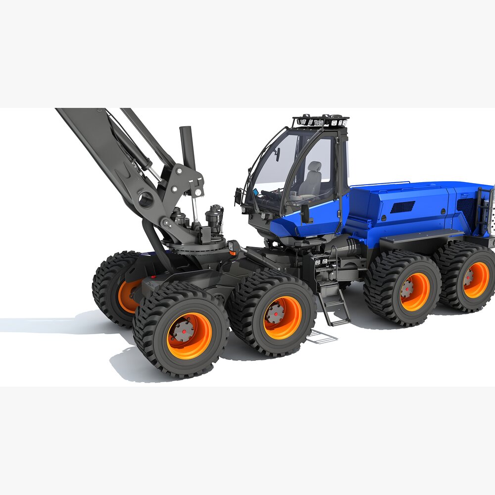 Timber Harvester With High-Reach Arm 3D model - Download Tractor on ...