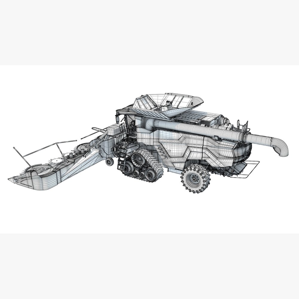 Advanced Black Combine Harvester With Corn Head 3D model - Download ...