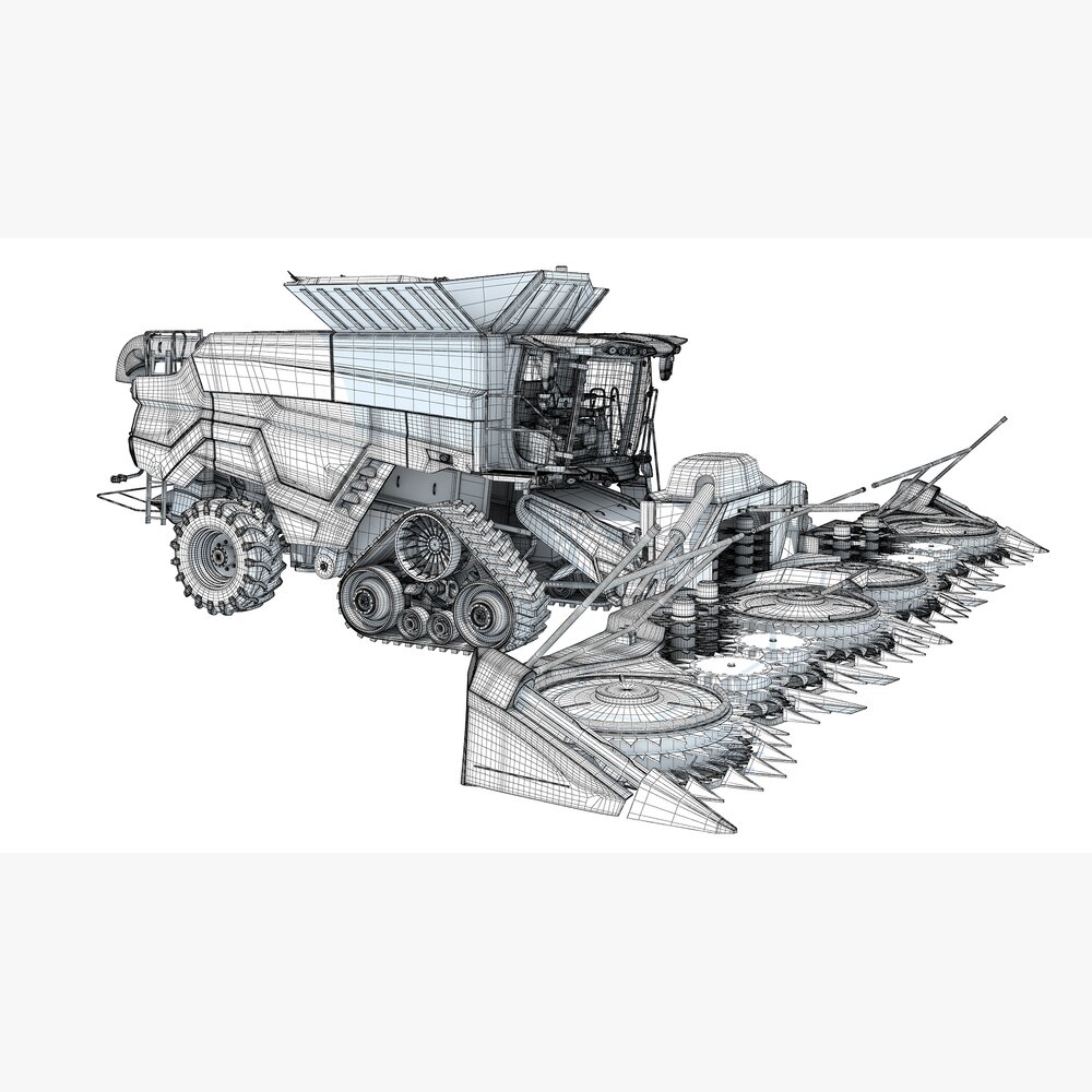 Advanced Black Combine Harvester With Corn Head 3D model - Download ...