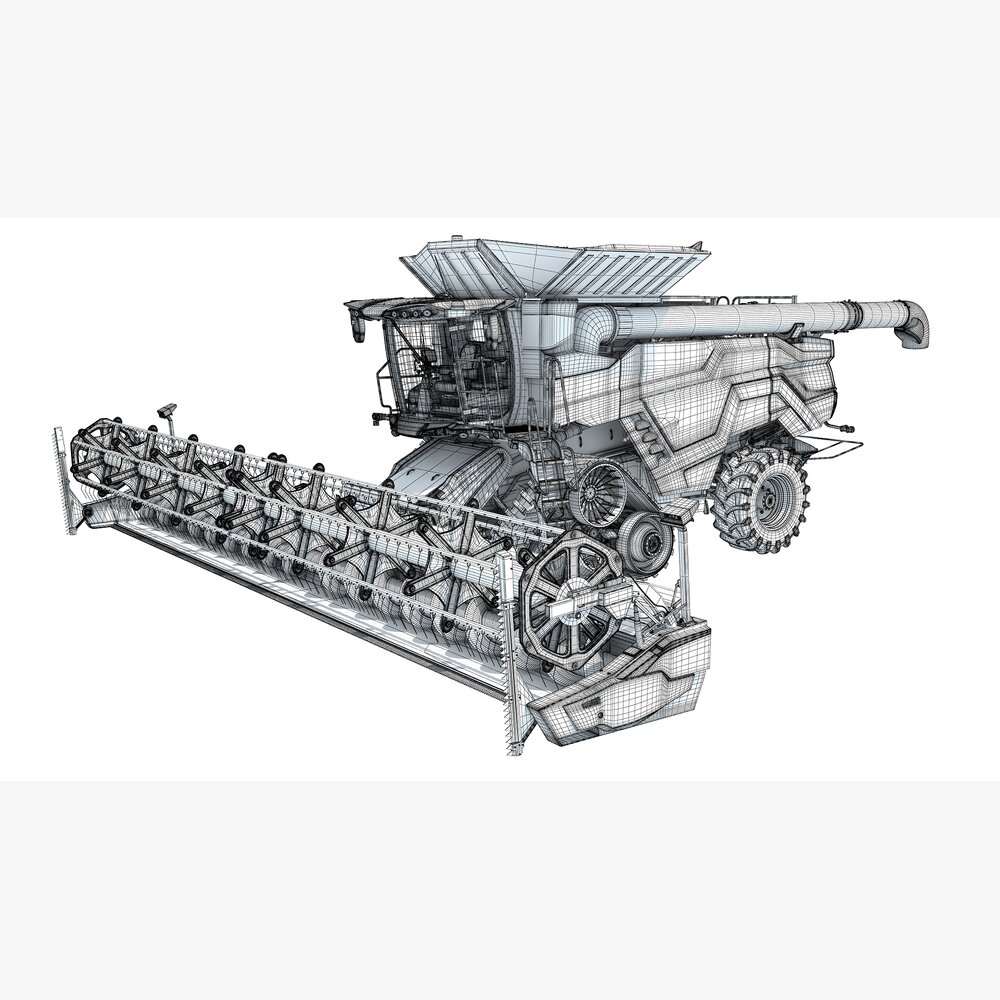 Combine Harvester With Flex Draper Header 3D model - Download Tractor ...
