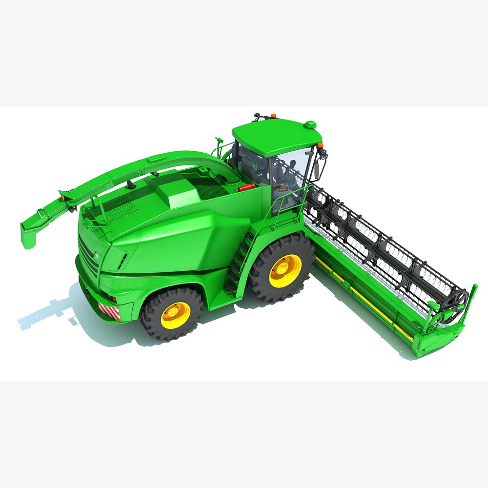 Green Forage Harvester With Rotary Header 3D model - Download Tractor ...