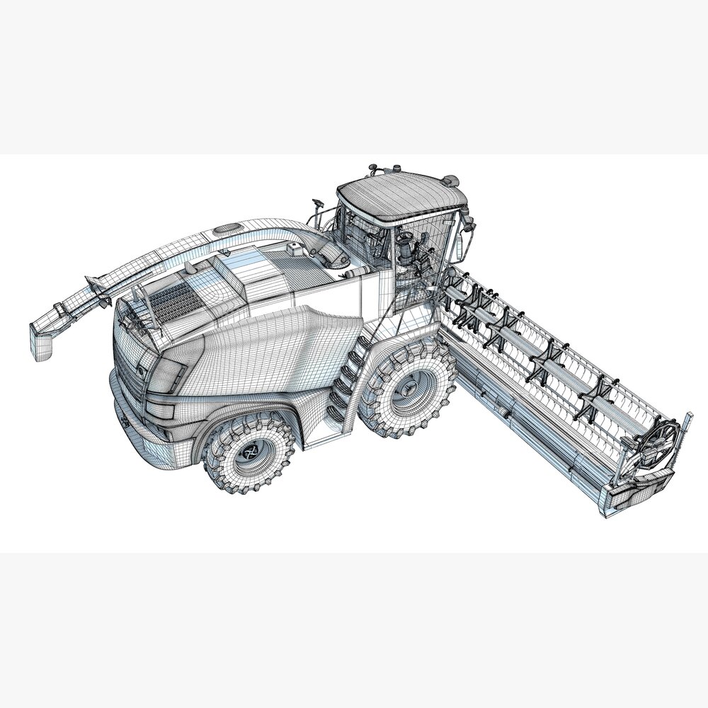 Green Forage Harvester With Rotary Header 3D model - Download Tractor ...