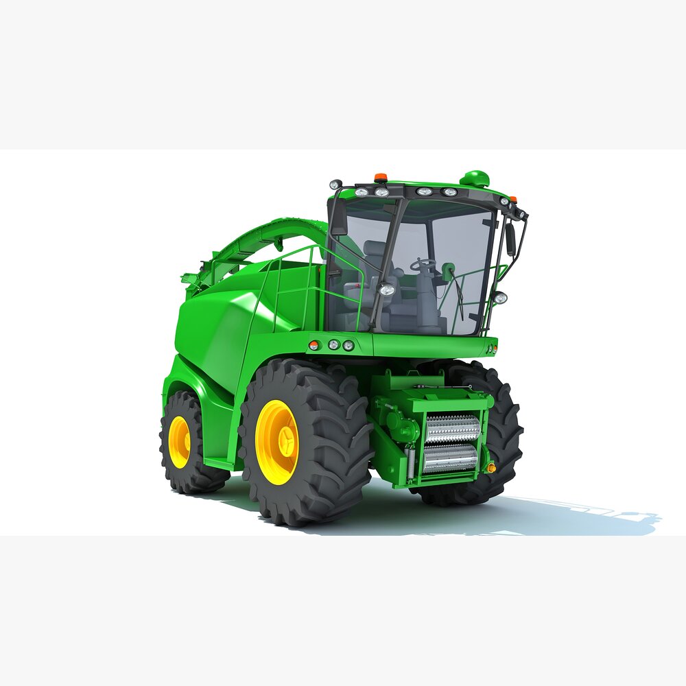 Modern Green Forage Harvester With Large Tires 3D model - Download ...