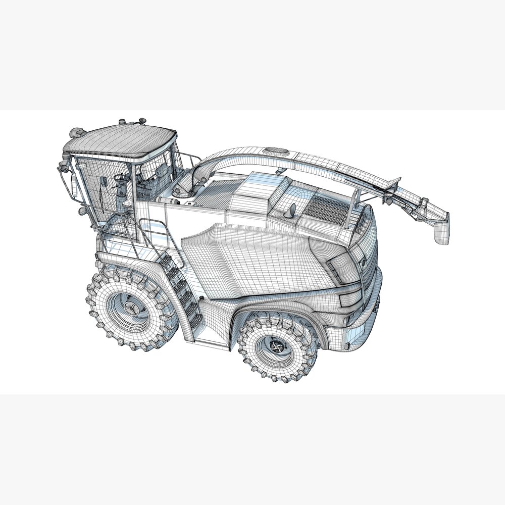 Modern Green Forage Harvester With Large Tires 3D model - Download ...