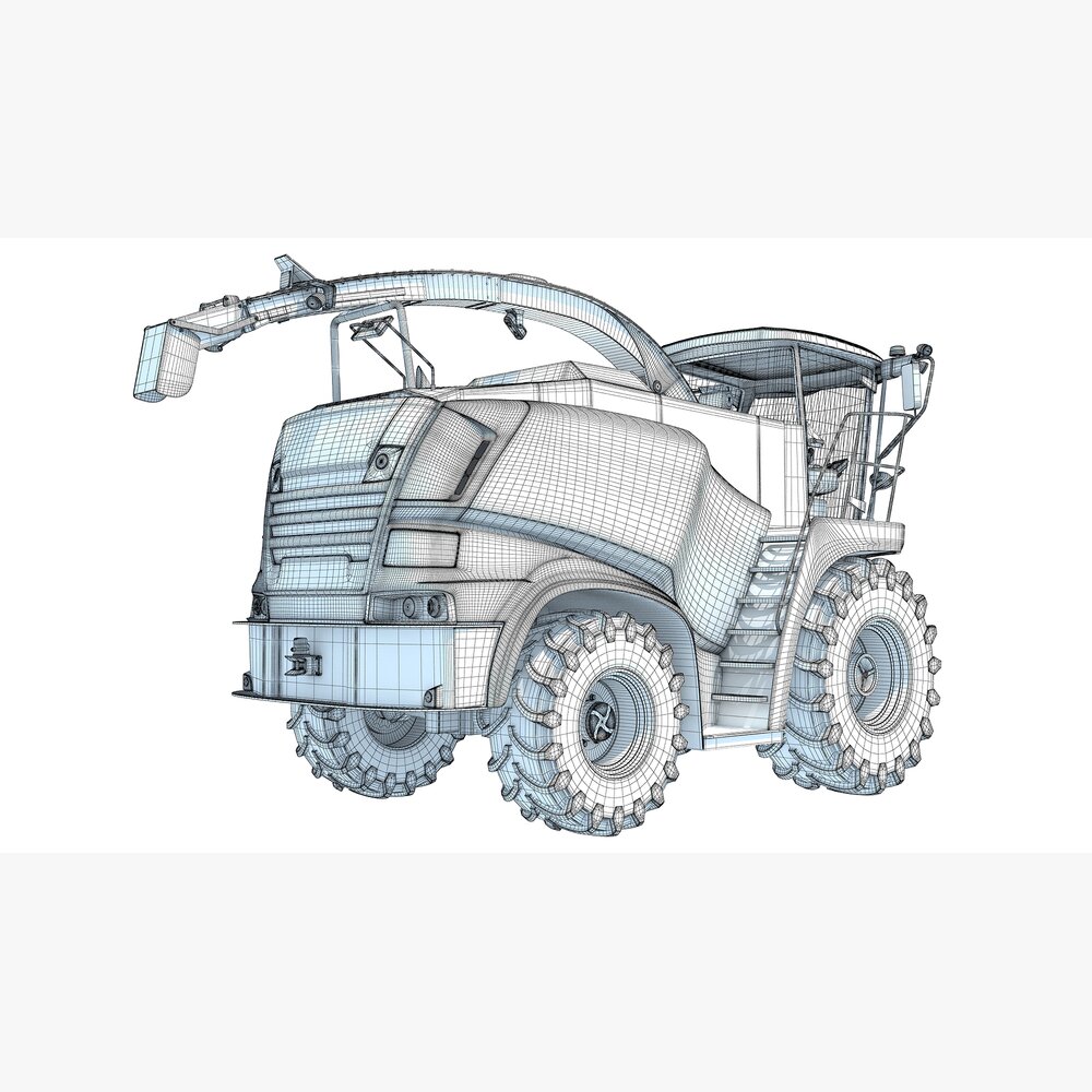 Modern Green Forage Harvester With Large Tires 3D model - Download ...