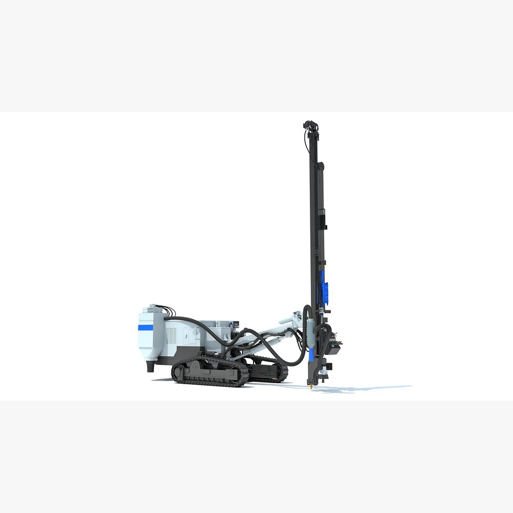 Heavy-Duty Hydraulic Crawler Rock Drill with Extended Boom 3D model ...