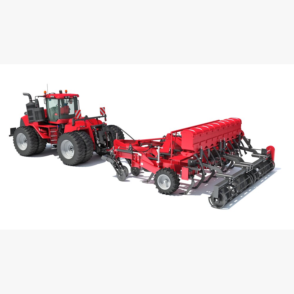 Articulated Tractor With Seed Drill 3D model - Download Tractor on ...