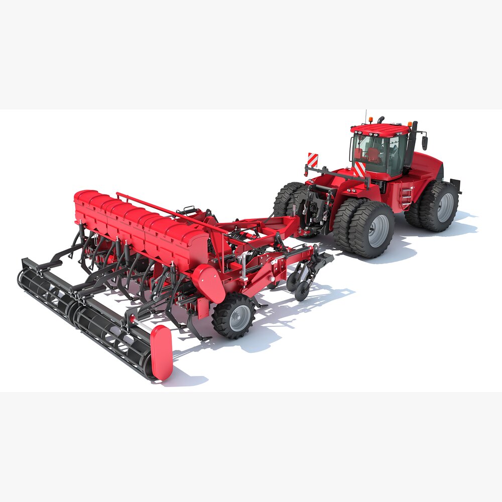 Articulated Tractor With Seed Drill 3D model - Download Tractor on ...