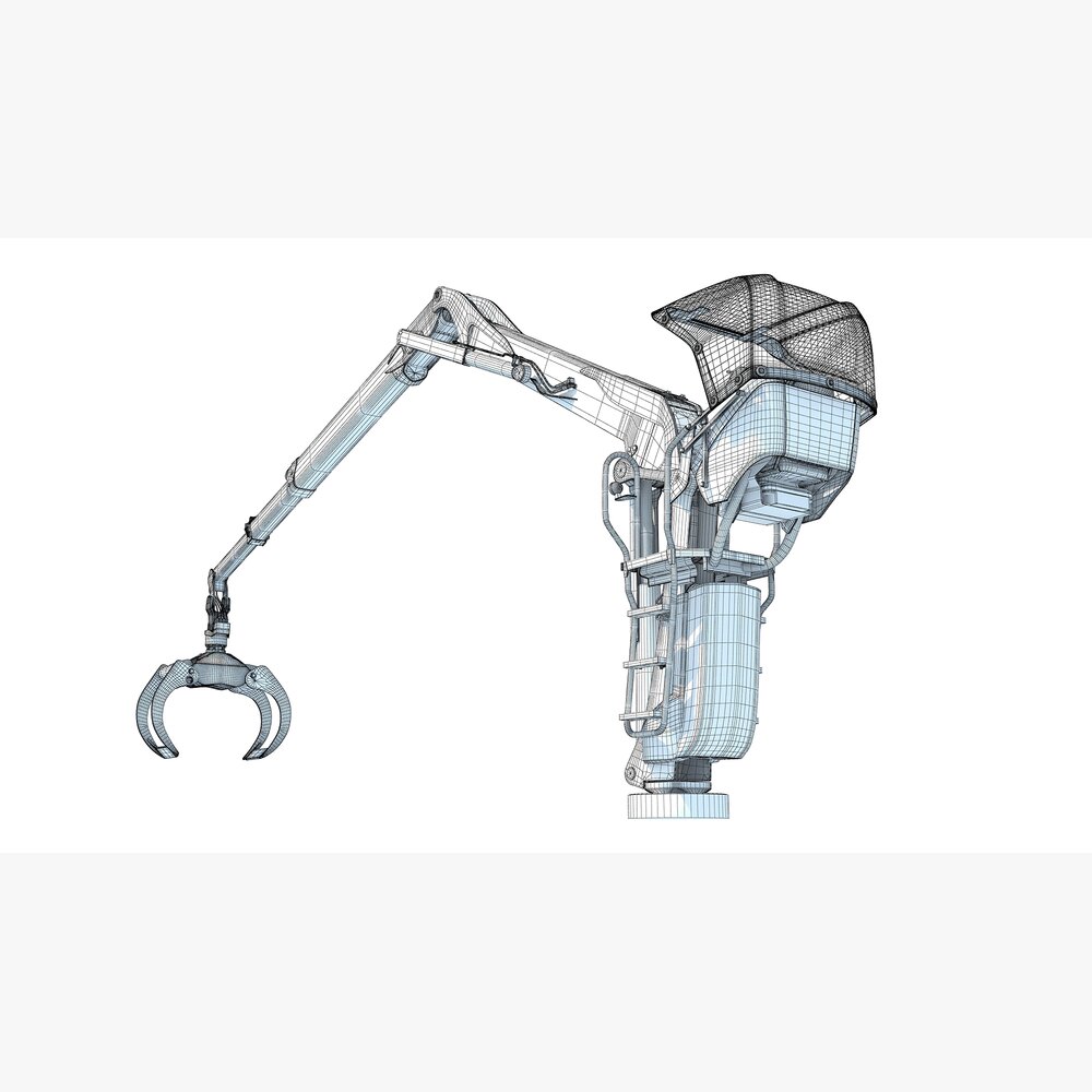 Timber Crane with Hydraulic Grapple 3D model - Download Trailer on ...