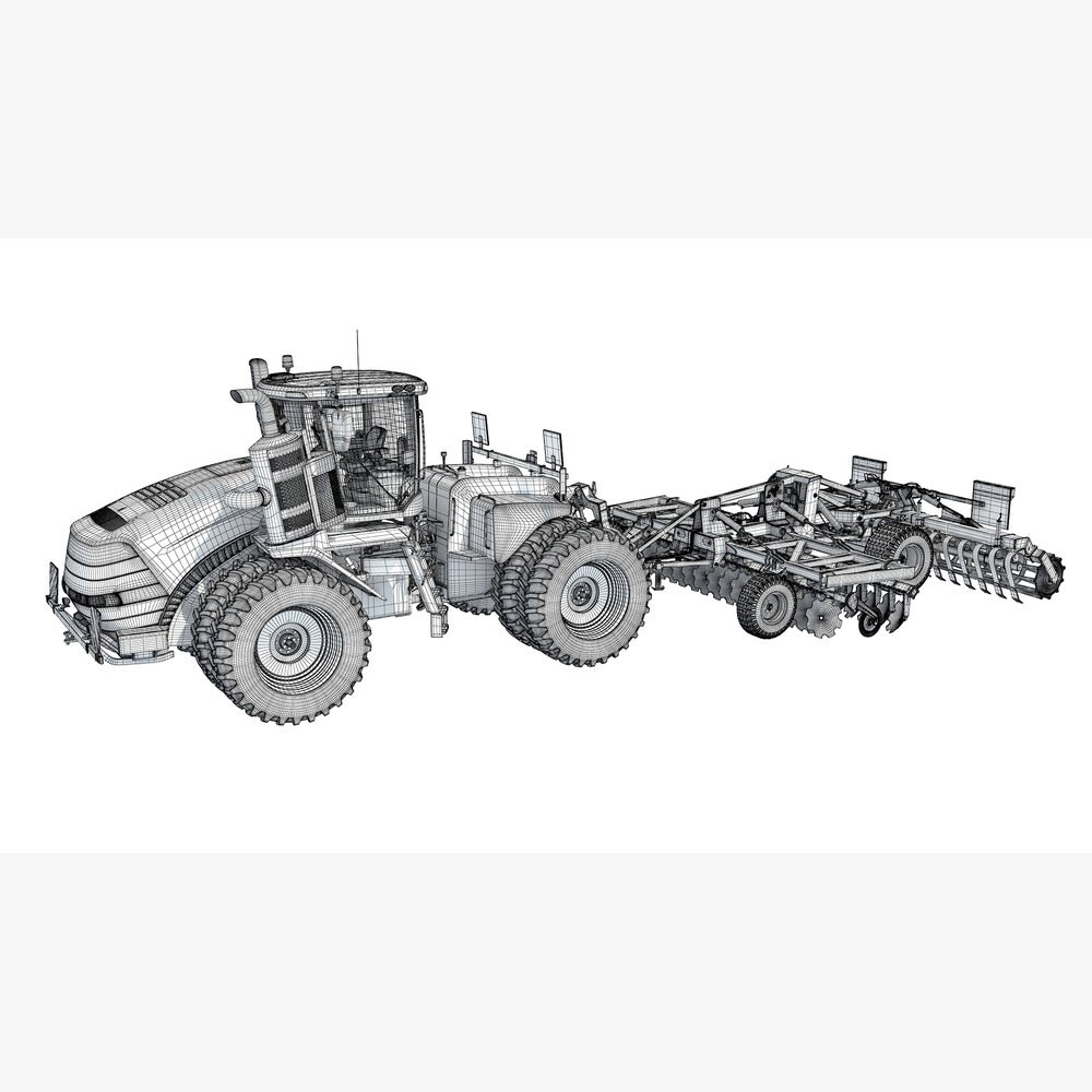 Tractor With Expandable Disc Cultivator 3D model - Download Tractor on ...