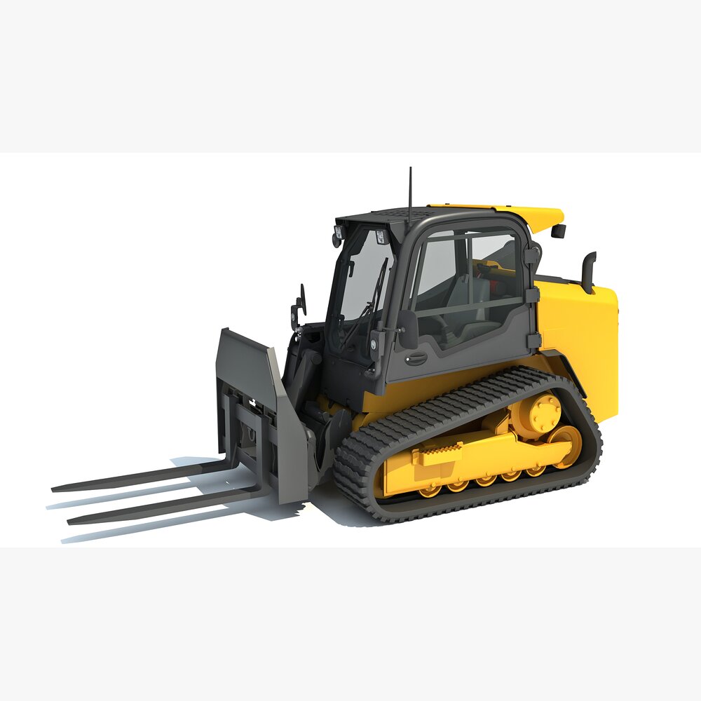 Tracked Skid Steer Loader Pallet Fork 3D model - Download Tractor on ...