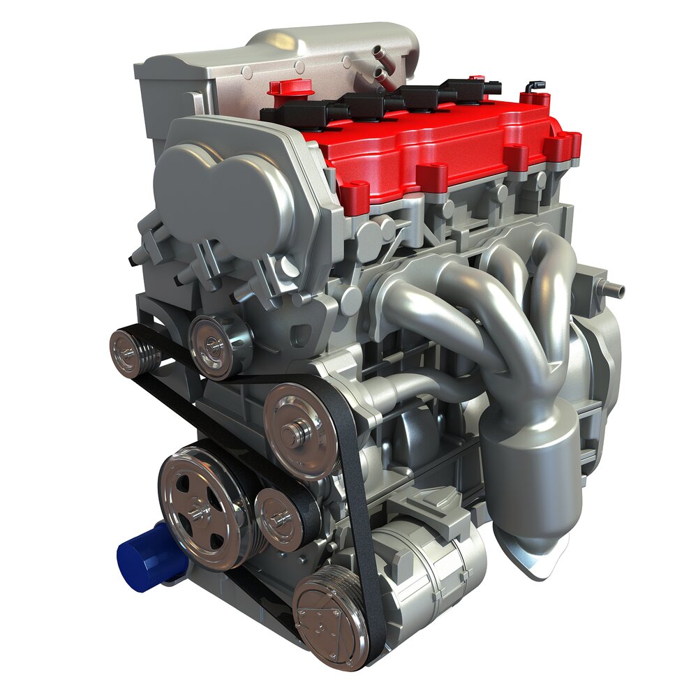 4 Cylinder Engine 3D model - Download Engine on 3DModels.org