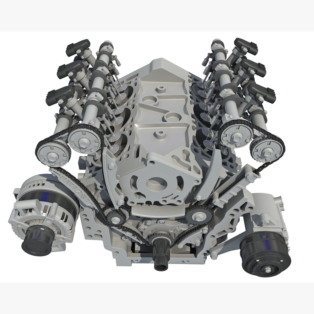 Motor V6 Twin Turbo Animado Modelo 3D - Descargar Motor on 3DModels.org