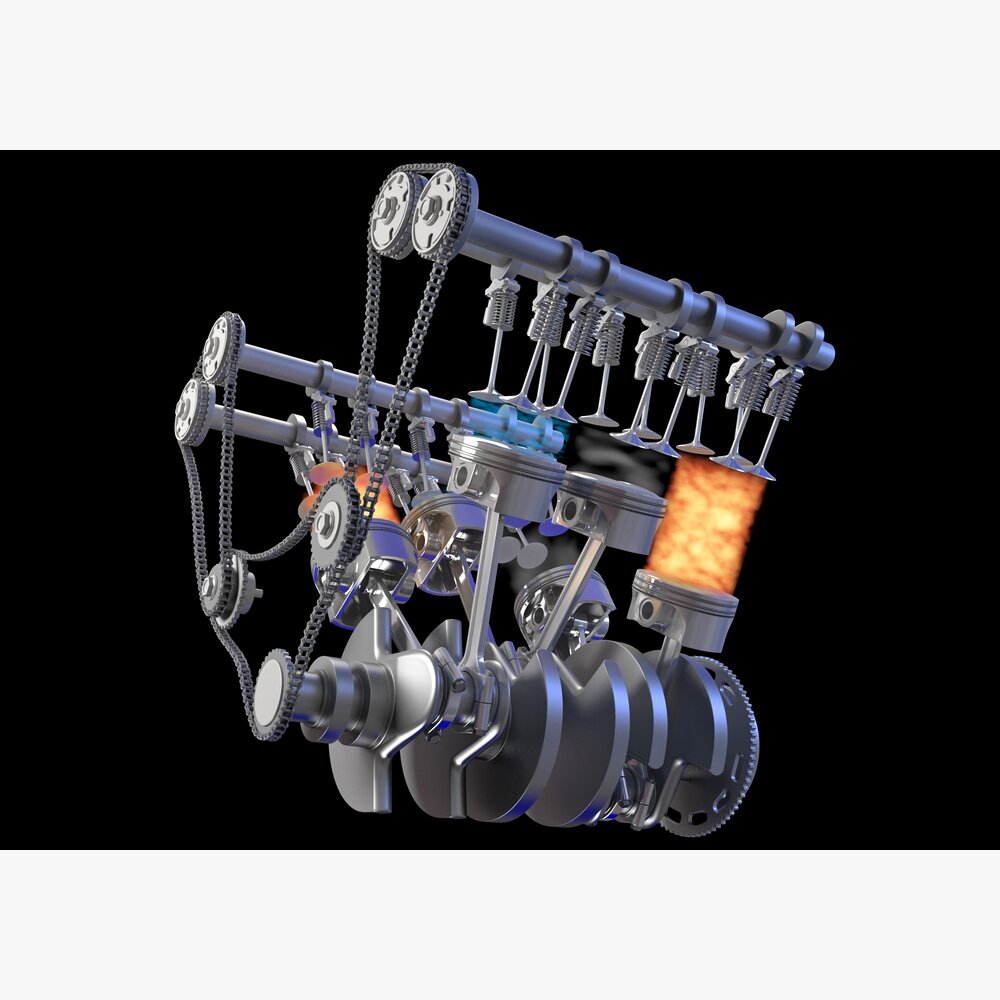 Animated V6 Engine With Gasoline Ignition 3D model - Download Engine on ...