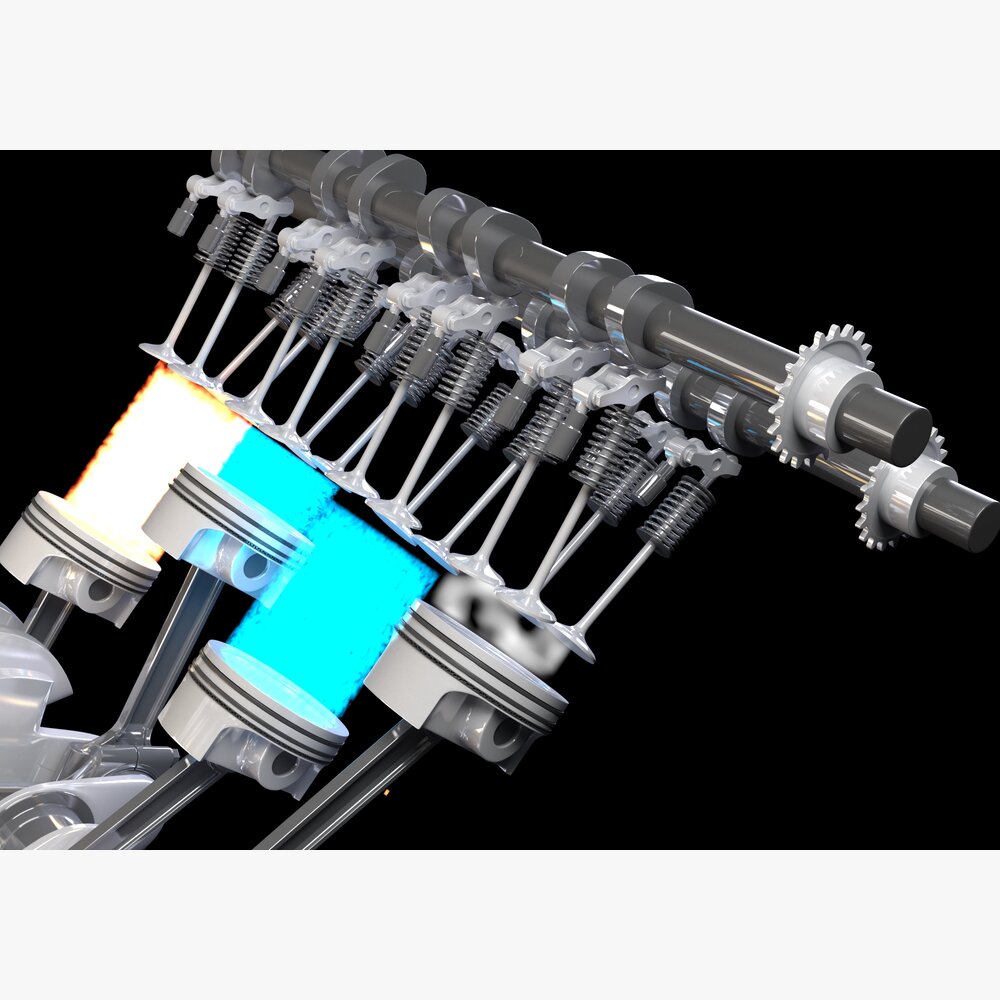 Animated V8 Engine Gasoline Ignition 3D 모델 - 다운로드 엔진 on 3DModels.org