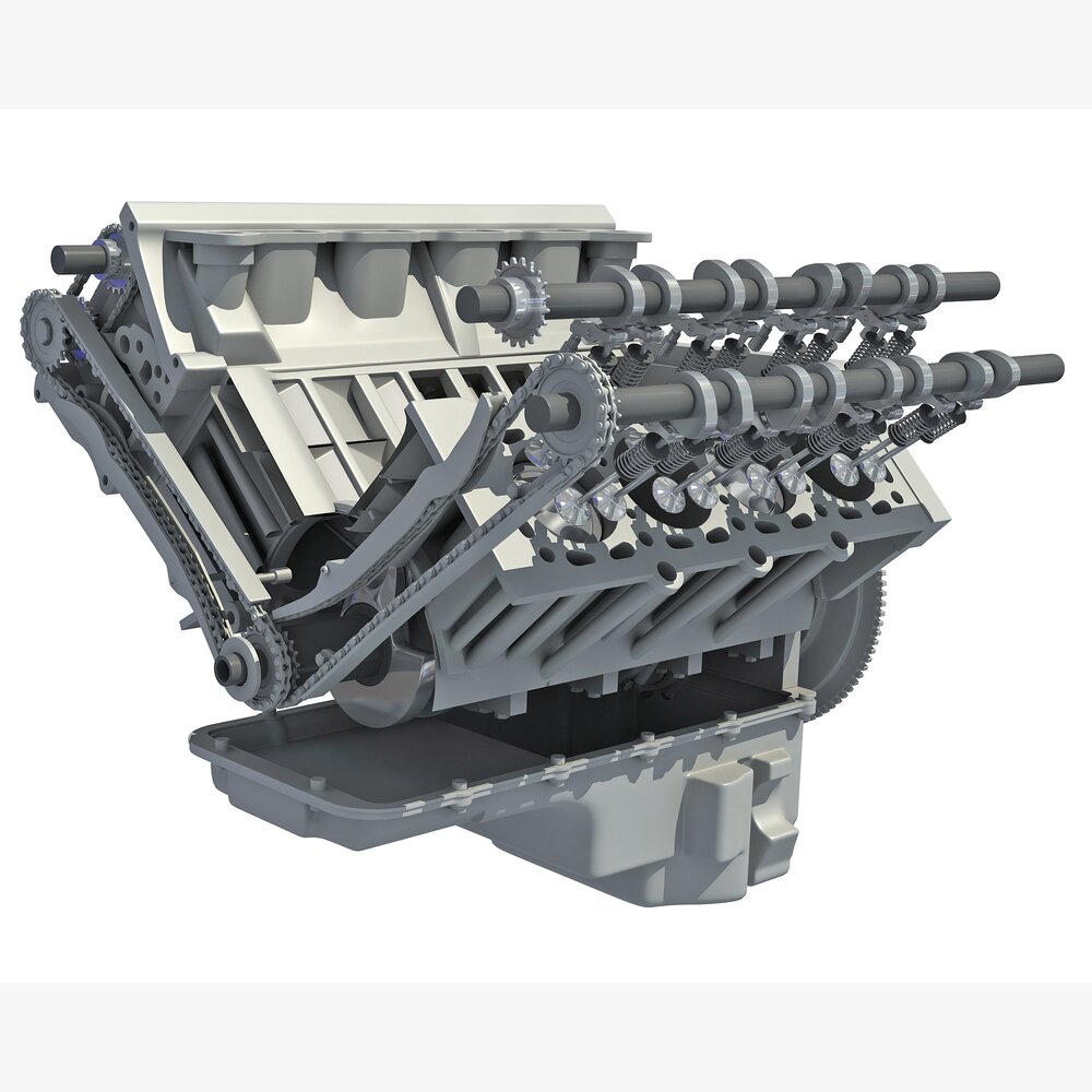 Animated V8 Motor 3D model - Download Engine on 3DModels.org