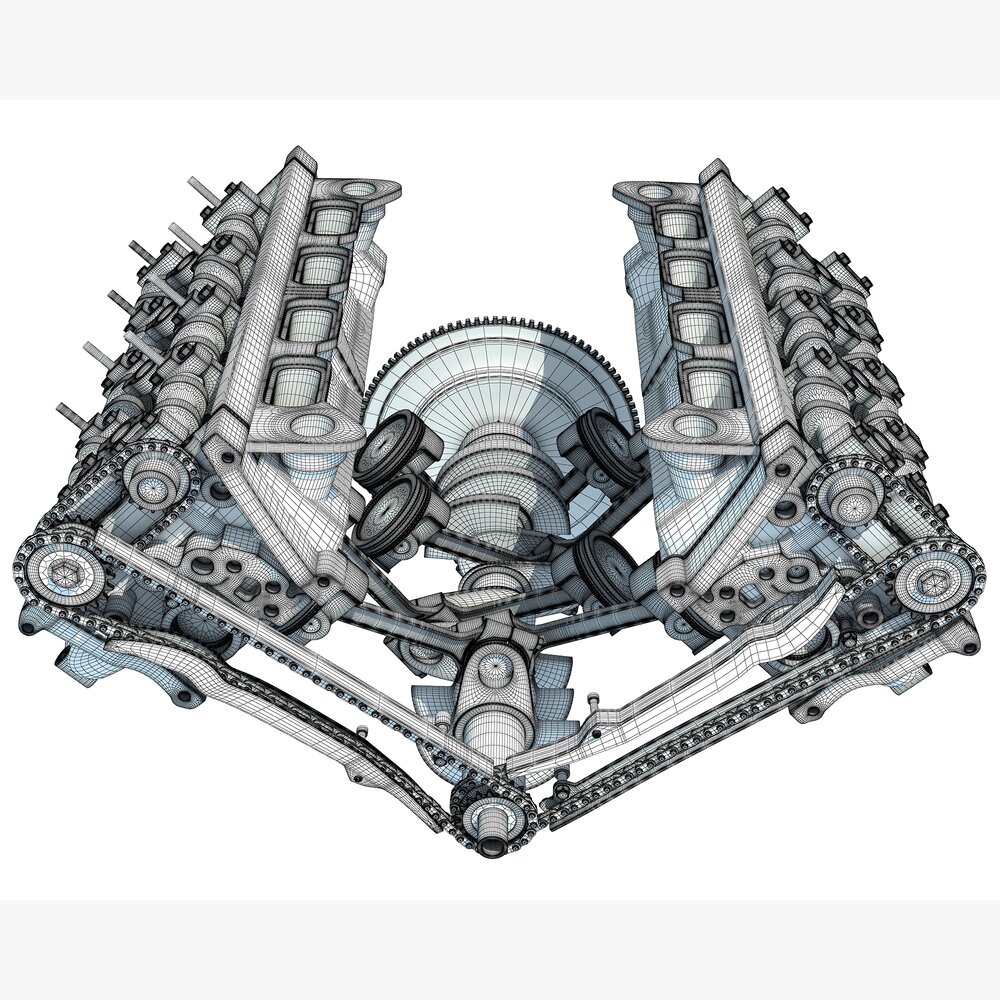 Animated V8 Motor 3D model - Download Engine on 3DModels.org