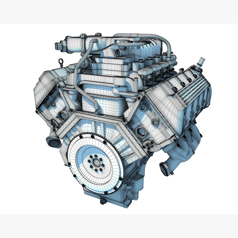 Animated V8 Motor 3D model - Download Engine on 3DModels.org