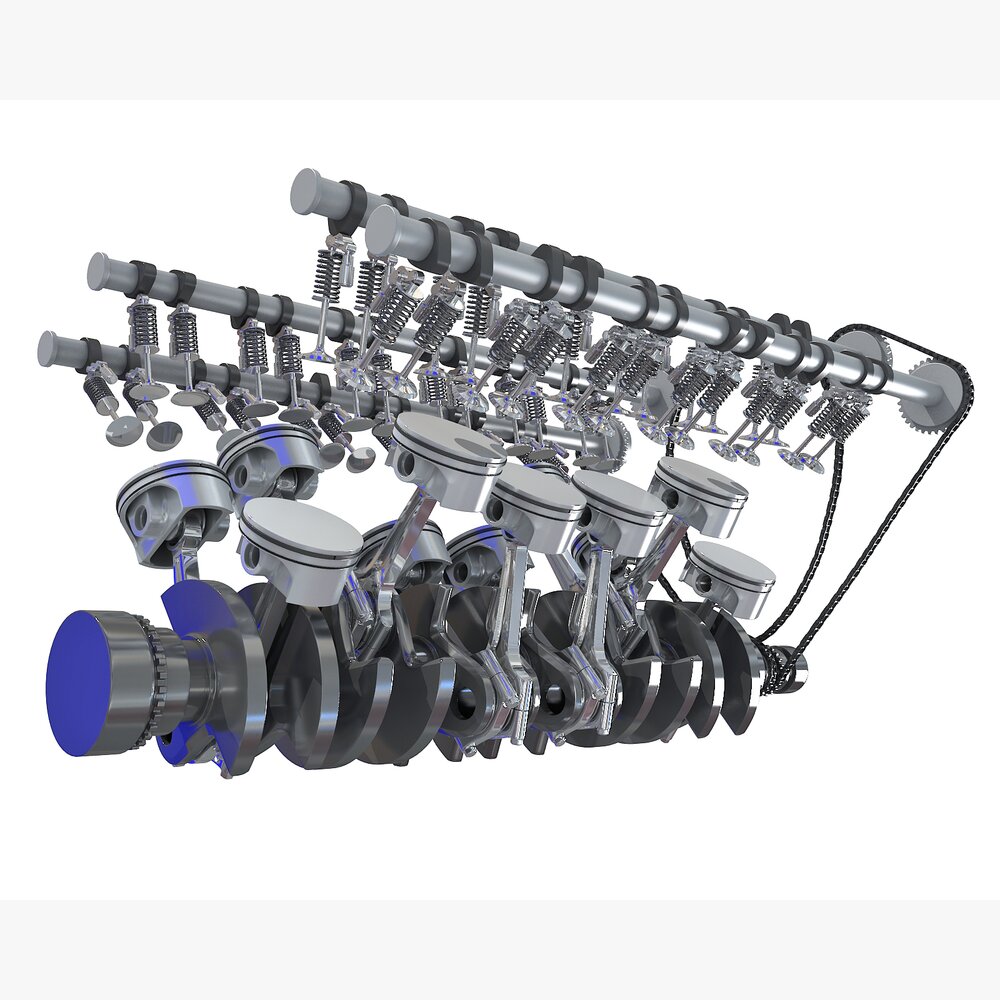 Animated V12 Engine Cylinders Crankshaft 3D model - Download Engine on ...