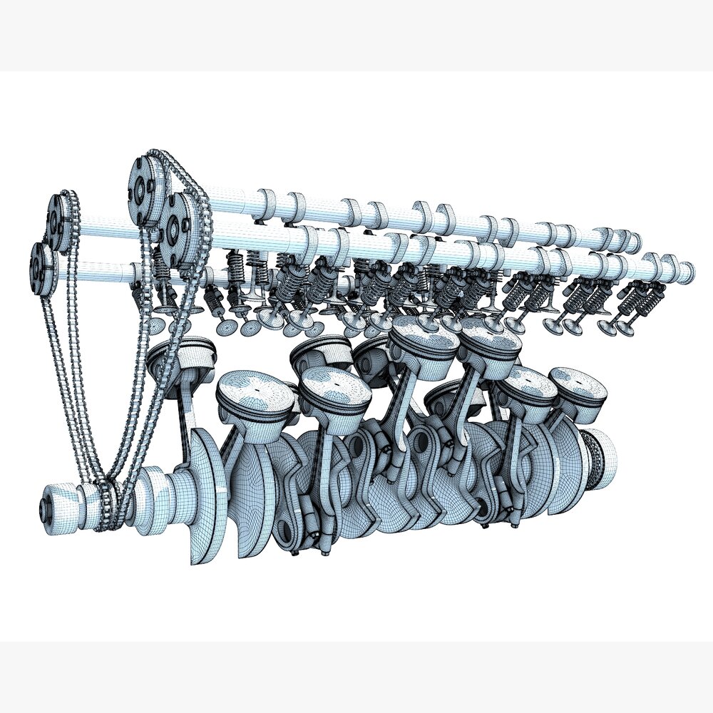 Animated V12 Engine Cylinders Crankshaft 3D model - Download Engine on ...