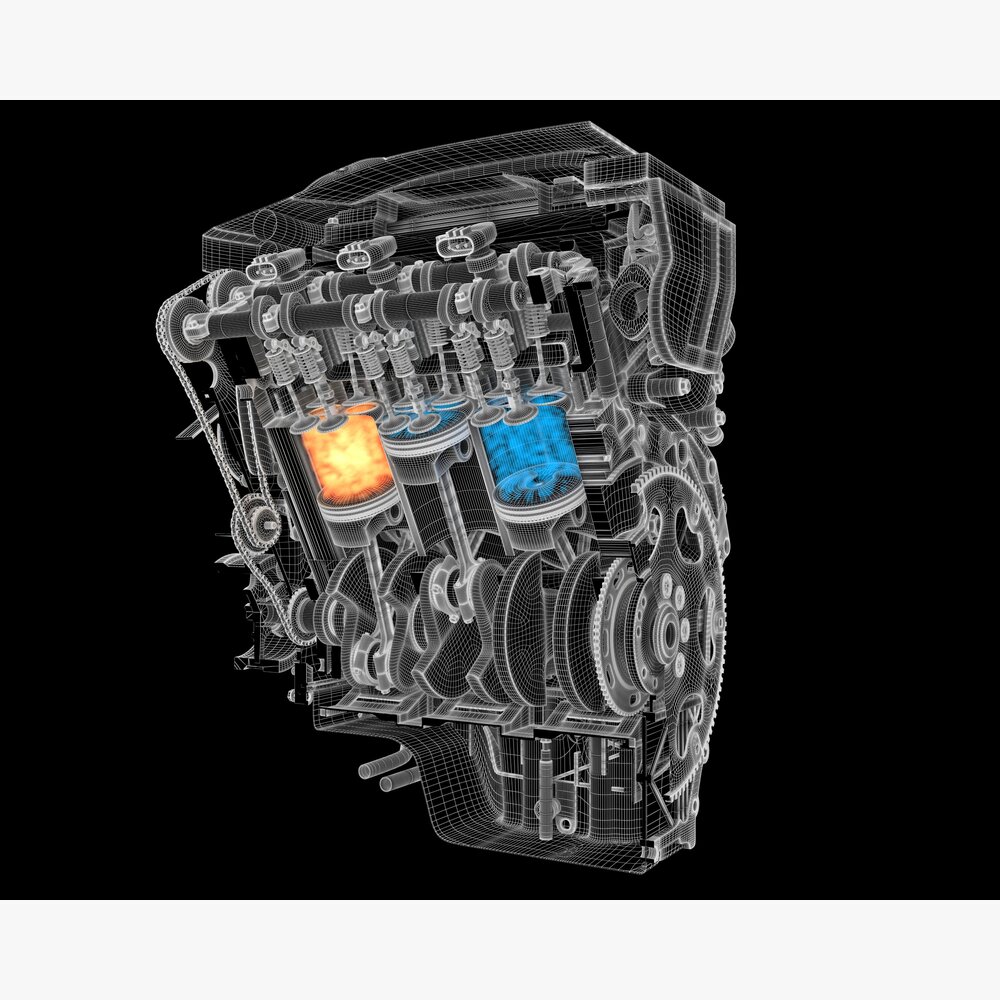 Cutaway Animated V8 Engine Ignition 3D model - Download Engine on ...