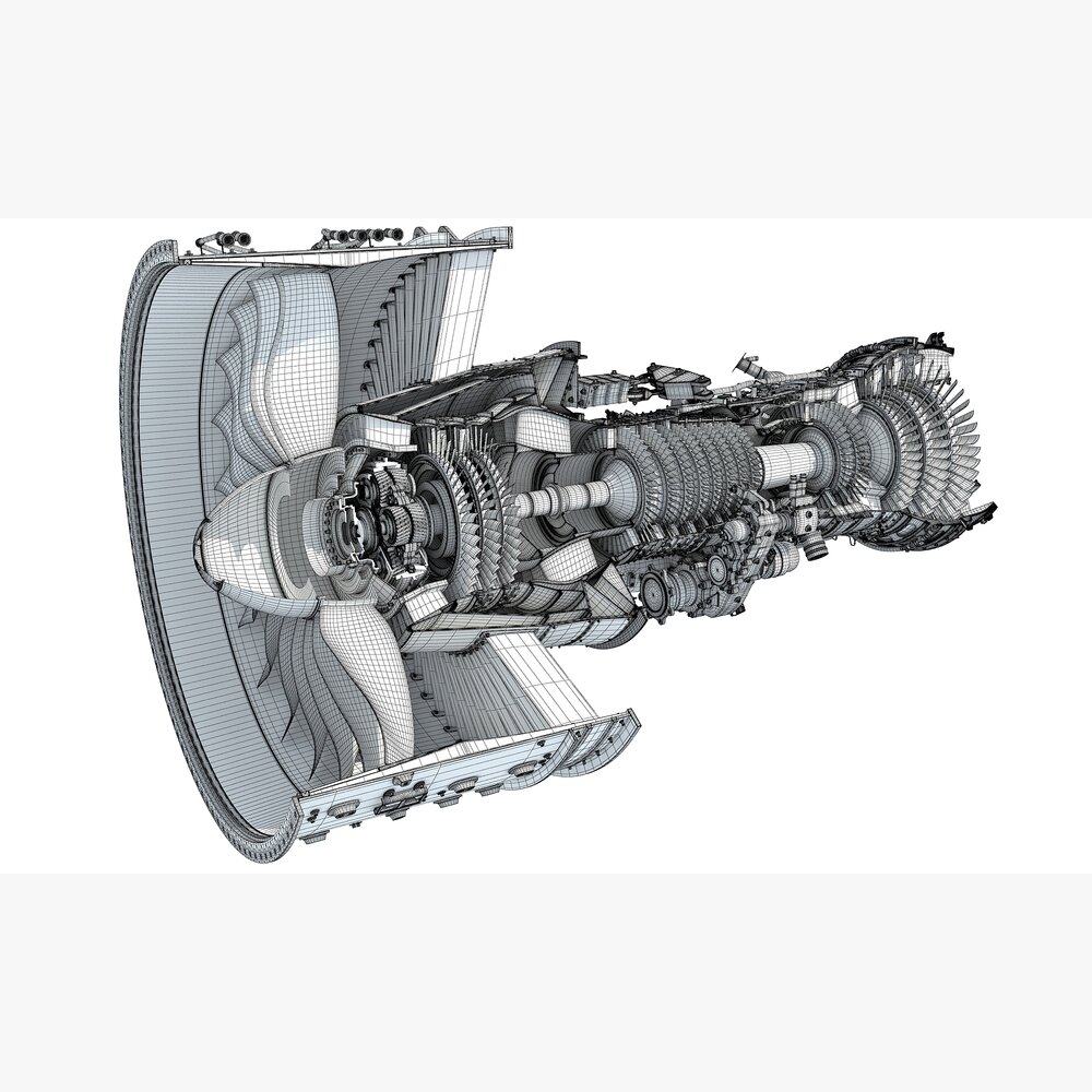 Cutaway Turbofan Engine 3D model - Download Engine on 3DModels.org