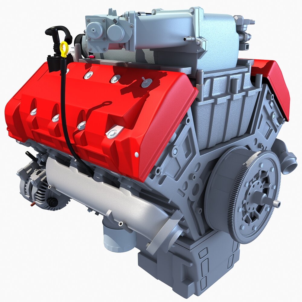 Detailed V8 Motor 3D model - Download Engine on 3DModels.org