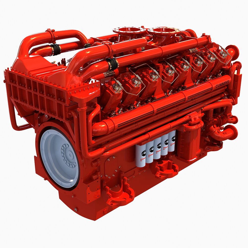 Diesel Engine Cummins 16 Cylinders 3D model - Download Engine on ...