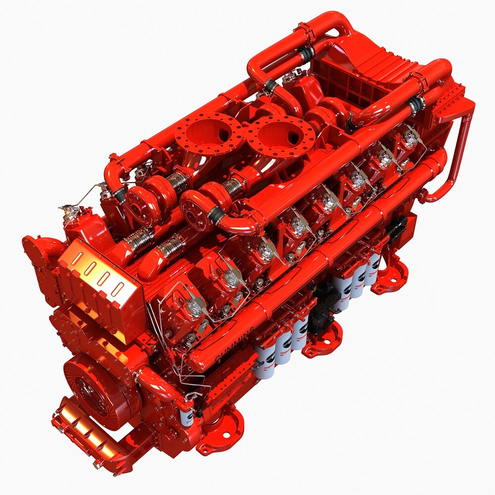 Diesel Engine Cummins 16 Cylinders 3D model - Download Engine on ...