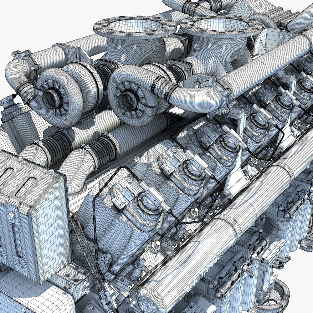 Diesel Engine Cummins 16 Cylinders 3D model - Download Engine on ...